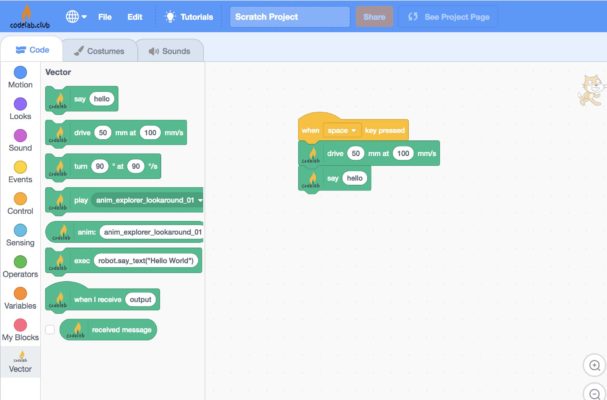 Code Vector Utilizing Scratch 3 Via Codelab Adapter 3256